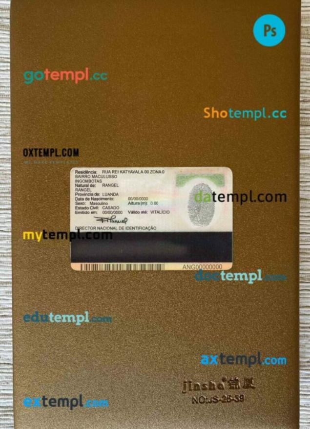 Angola ID card PSD files, scan look and photographed image, 2 in 1 ...