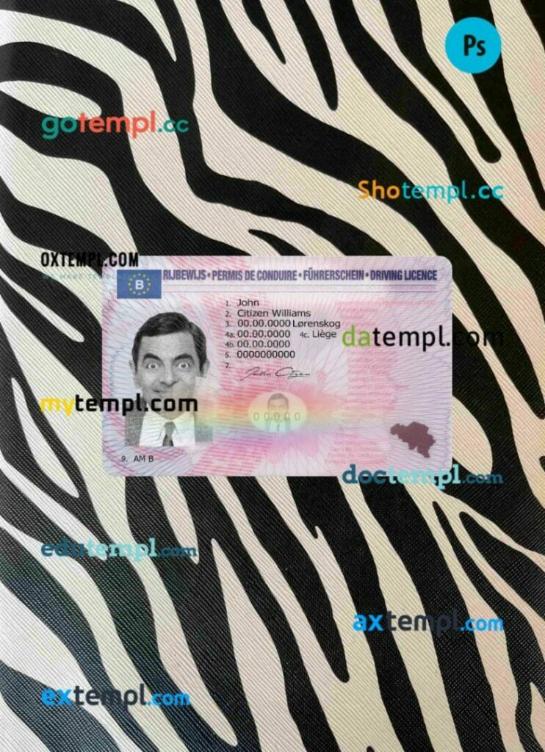 Belgium driving license PSD files, scan look and photographed image, 2 ...