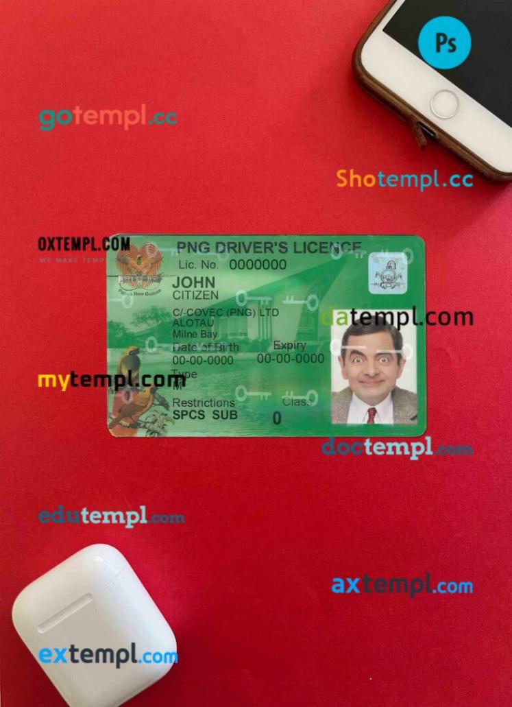 Papua New Guinea driving license PSD files, scan look and photographed ...