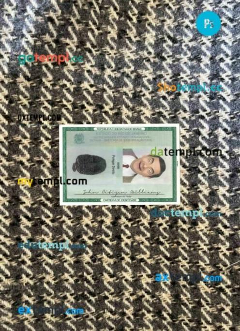 Brazil ID card editable PSDs, scan and photo-realistic snapshot, 2 in 1 ...