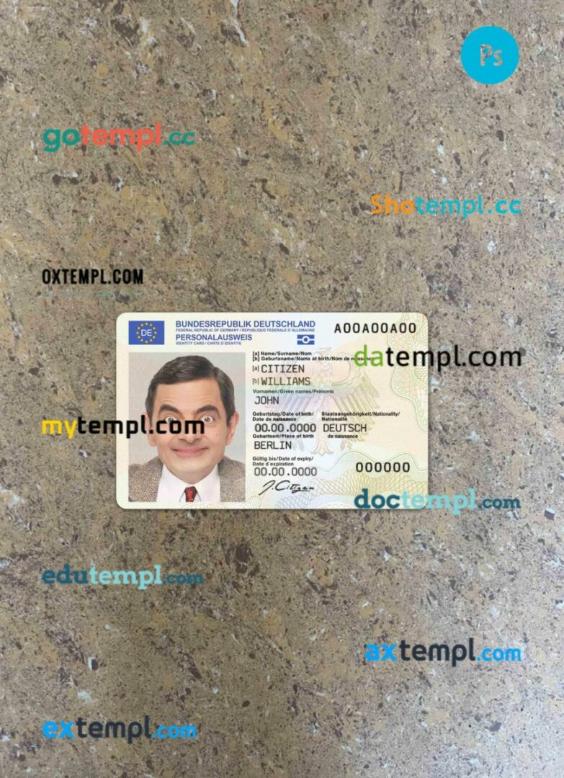 Germany ID card PSD files, scan look and photographed image, 2 in 1 ...