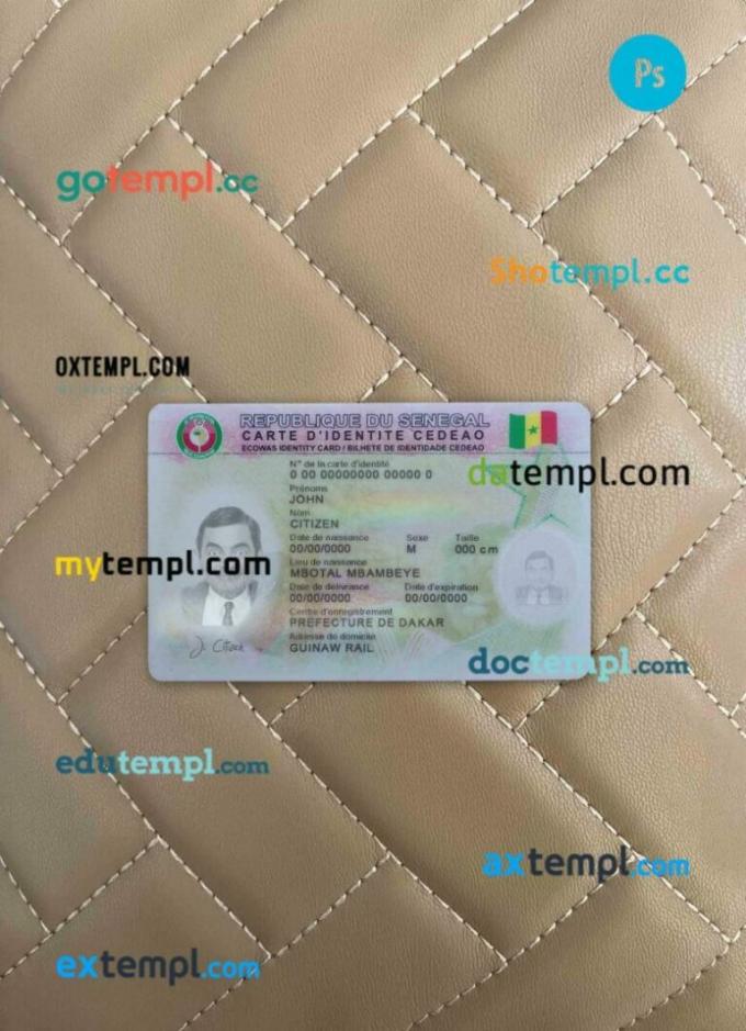 Senegal ID card PSD files, scan look and photographed image, 2 in 1 ...