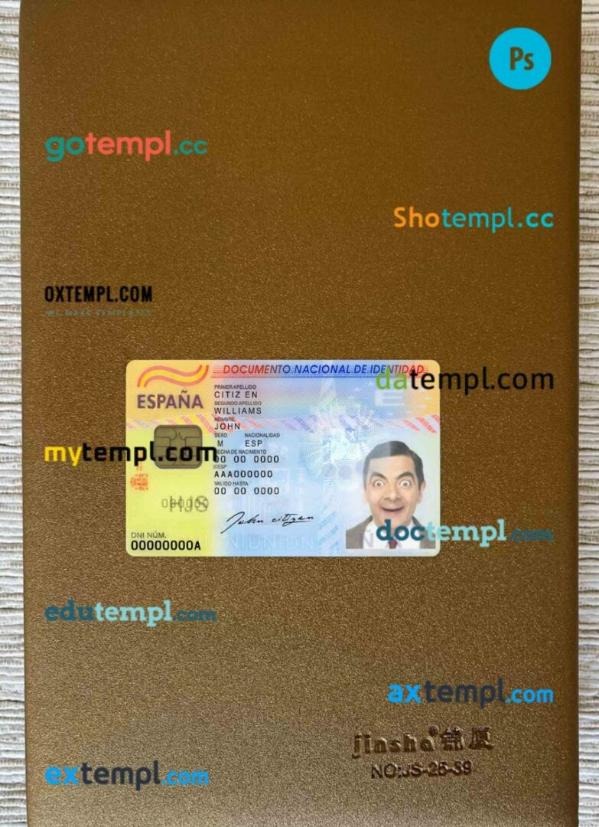 Spain ID card editable PSD files, scan look and photo-realistic look, 2 ...