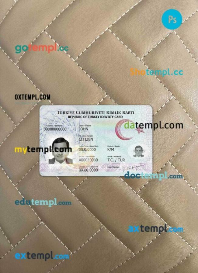 Turkey ID card PSD files, scan look and photographed image, 2 in 1 ...