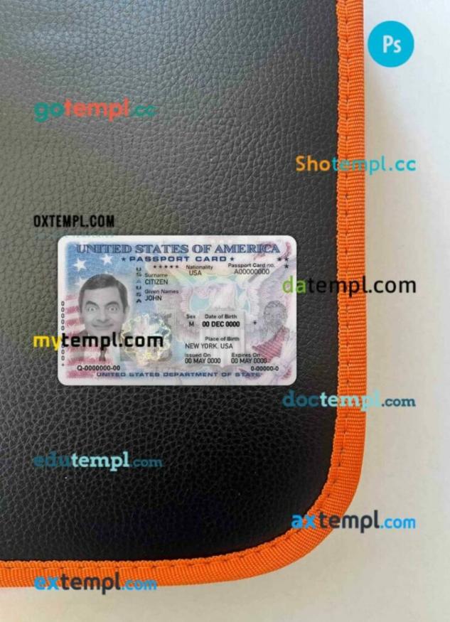 USA passport ID card editable PSD files, scan look and photo-realistic ...