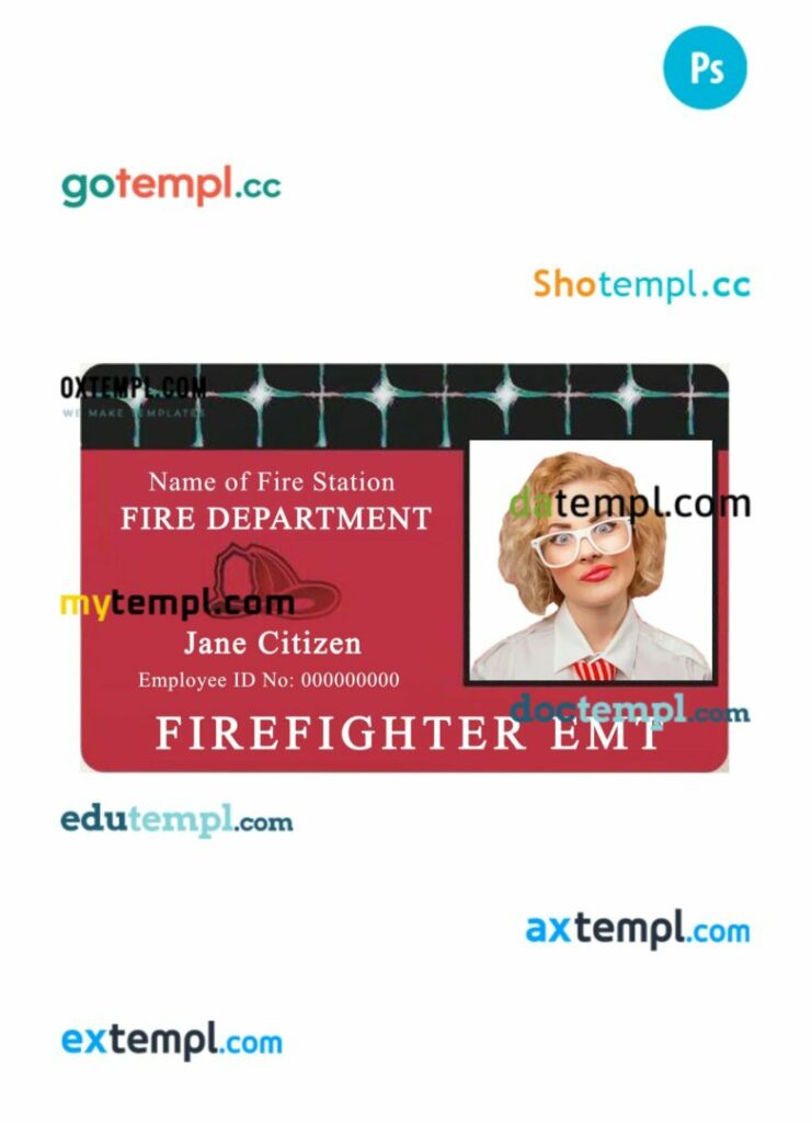 Fire station department ID card PSD template – Mytempl