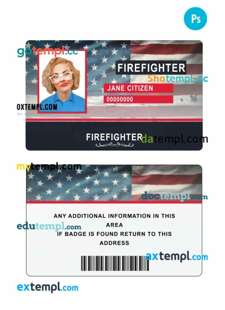 Fire station firefighter ID card PSD template – Mytempl