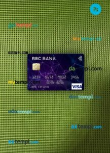 USA RBC Bank visa card PSD scan and photo-realistic snapshot, 2 in 1 ...