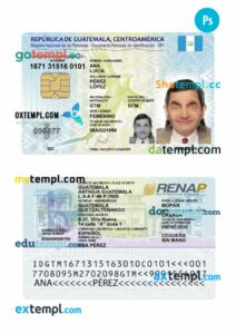Guatemala ID card PSD template, 2025-present – Mytempl