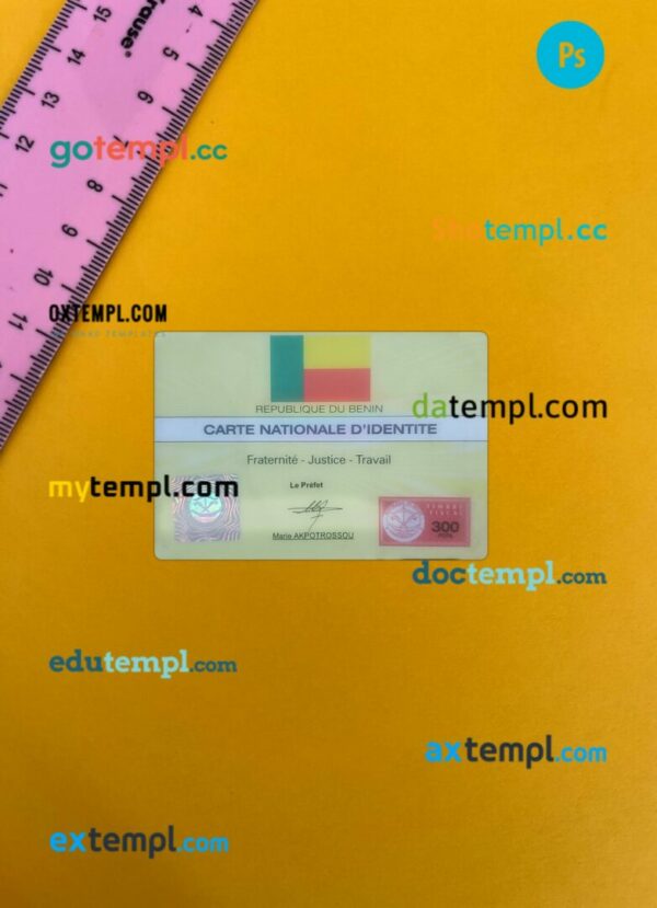 Benin ID card editable PSD files, scan look and photo-realistic look, 2 ...