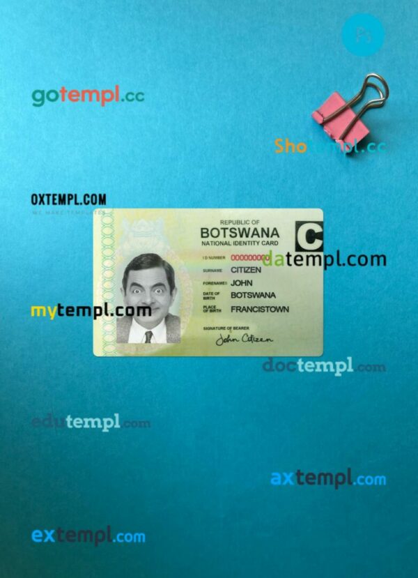 Botswana identity card editable PSD files, scan look and photo ...
