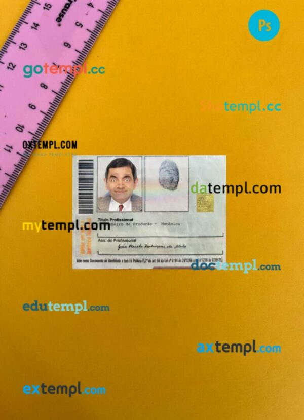 Brazil professional identity card editable PSD files, scan look and ...