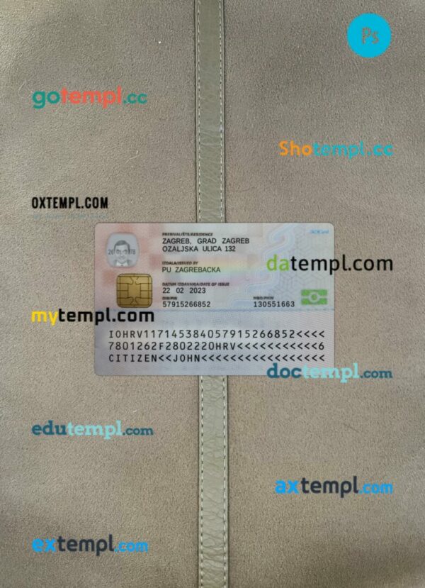 Croatia ID card editable PSD files, scan look and photo-realistic look ...