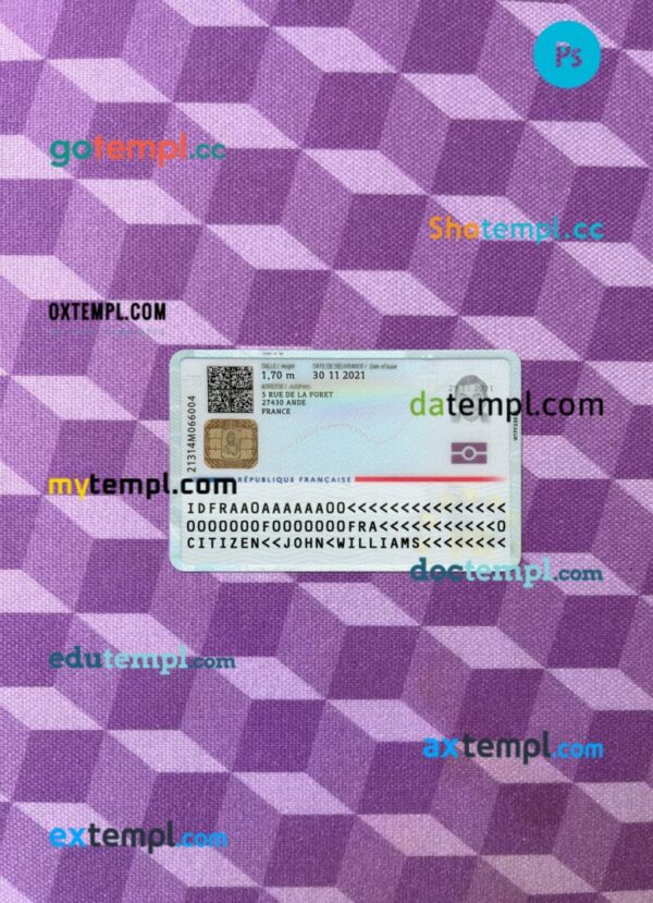 France ID card editable PSD files, scan look and photo-realistic look ...