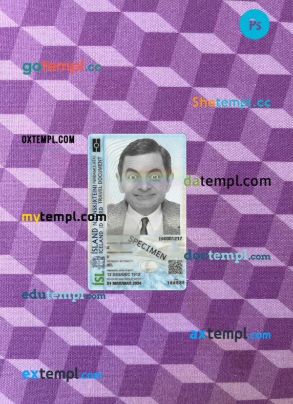 Iceland ID card editable PSD files, scan look and photo-realistic look ...