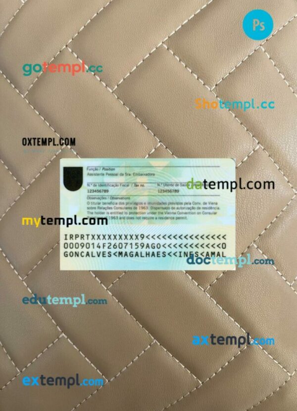 Portugal ID card editable PSD files, scan look and photo-realistic look ...