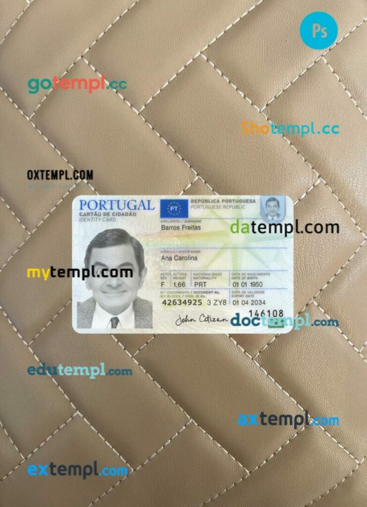 Portugal ID card editable PSD files, scan look and photo-realistic look ...