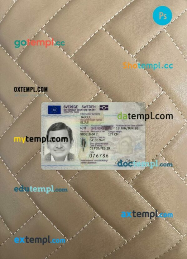 Sweden ID card editable PSD files, scan look and photo-realistic look ...