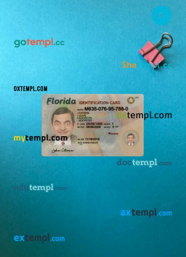 USA Florida ID card editable PSD files, scan look and photo-realistic ...