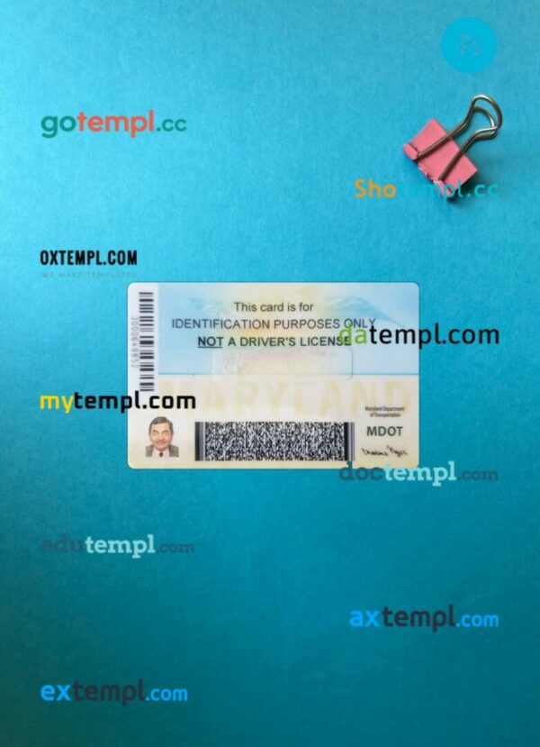 USA Maryland ID card editable PSD files, scan look and photo-realistic ...