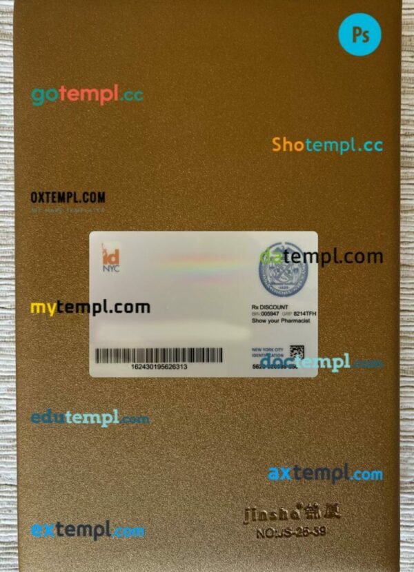 USA New York identification card editable PSD files, scan look and ...
