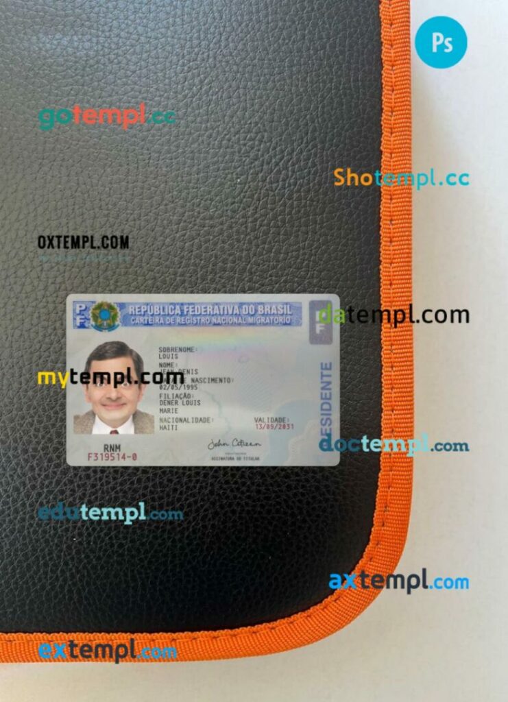Brazil residence card editable PSD files, scan look and photo-realistic ...