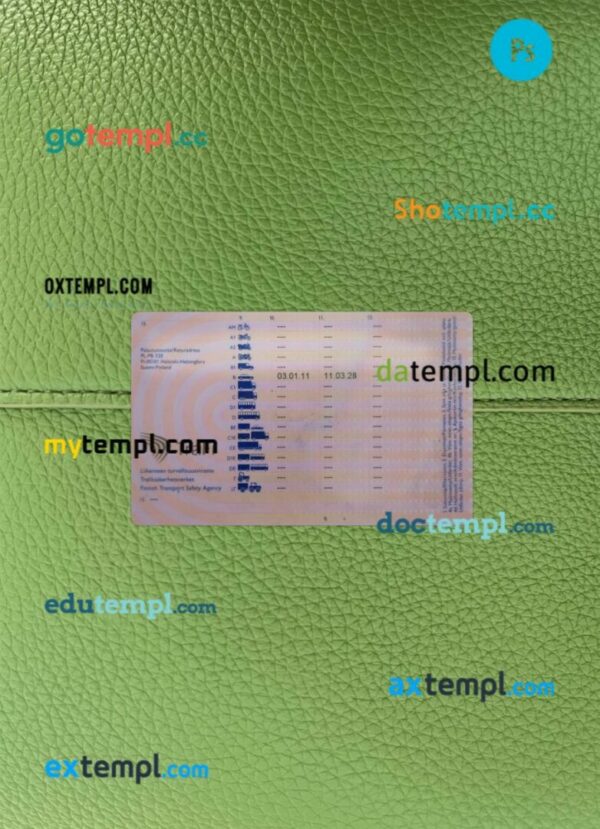 Finland driving license PSD files, scan look and photographed image, 2 ...