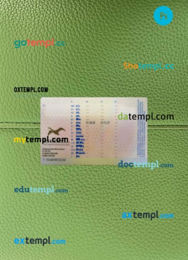 Finland driving license PSD files, scan look and photographed image, 2 ...