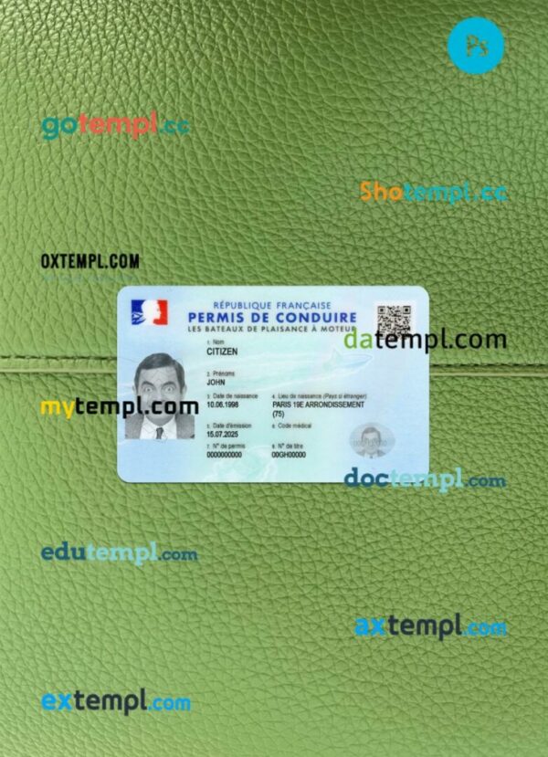France driving license PSD files, scan look and photographed image, 2 ...