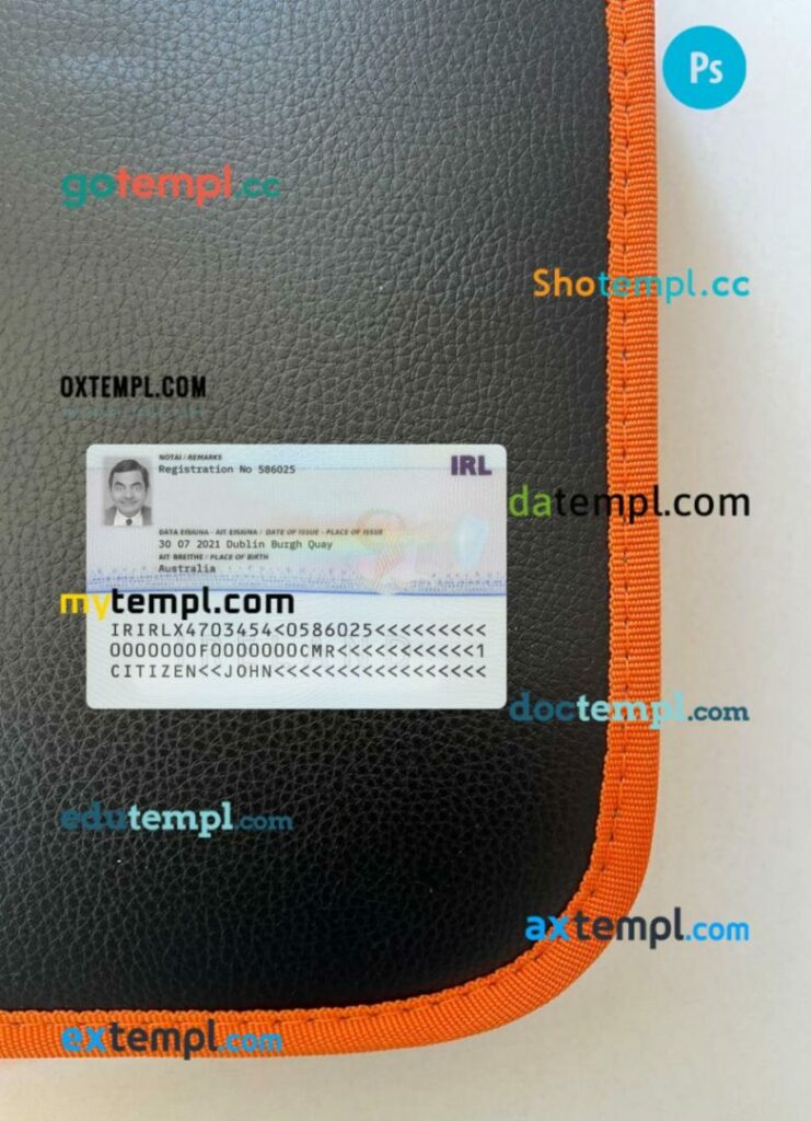 Ireland residence permit editable PSD files, scan look and photo ...