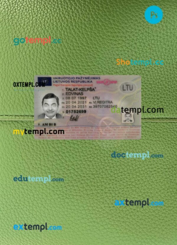 Lithuania driving license PSD files, scan look and photographed image ...