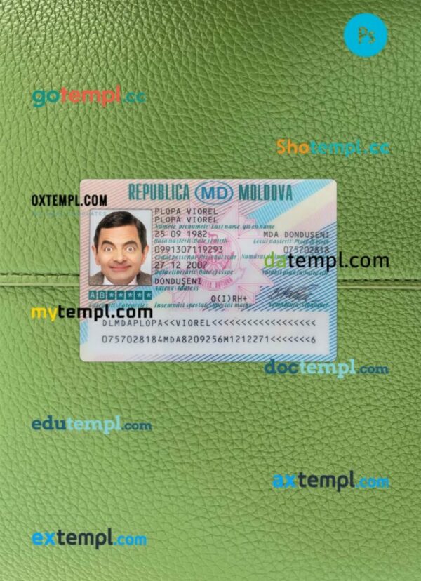 Moldova driving license PSD files, scan look and photographed image, 2 ...