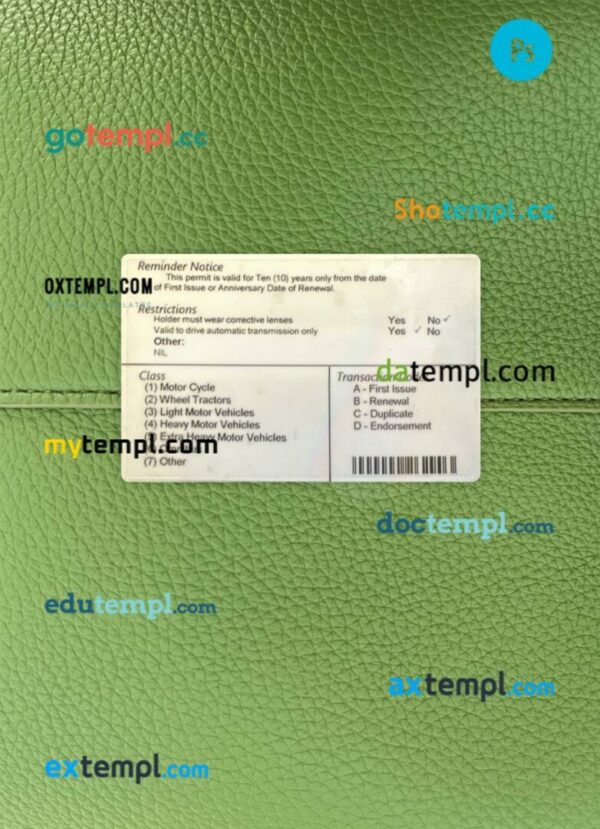 Trinidad and Tobago driving license PSD files, scan look and ...