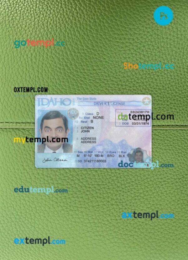 USA Idaho driving license PSD files, scan look and photographed image ...