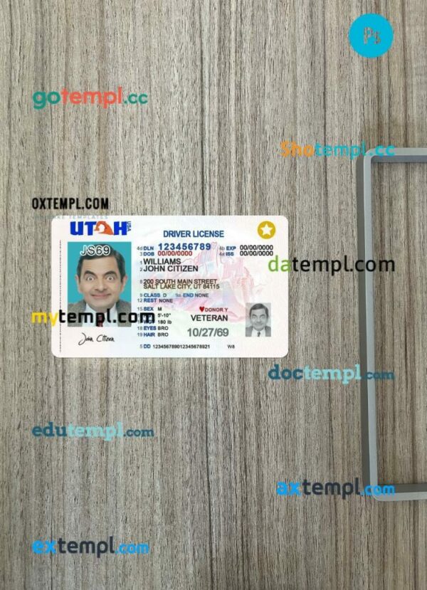 USA Utah driving license PSD files, scan look and photographed image, 2 ...