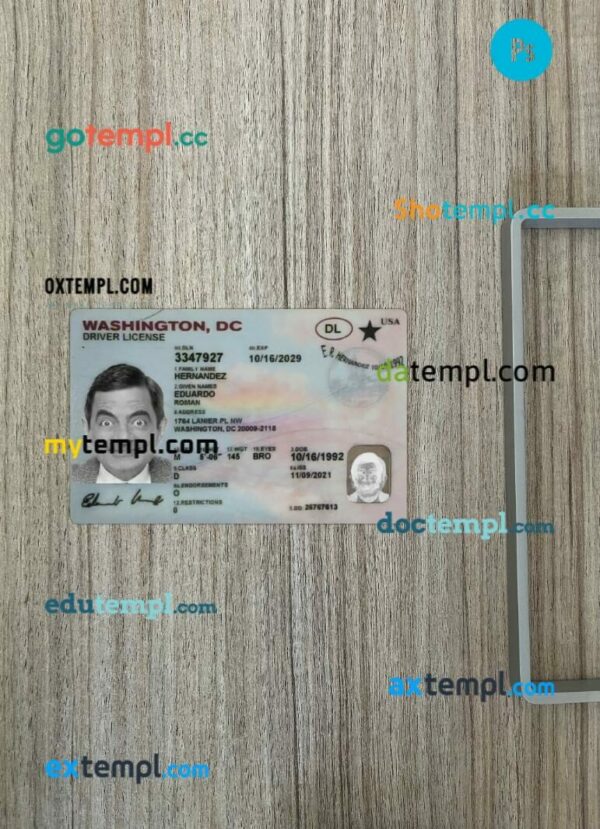 USA Washington DC driving license PSD files, scan look and photographed ...